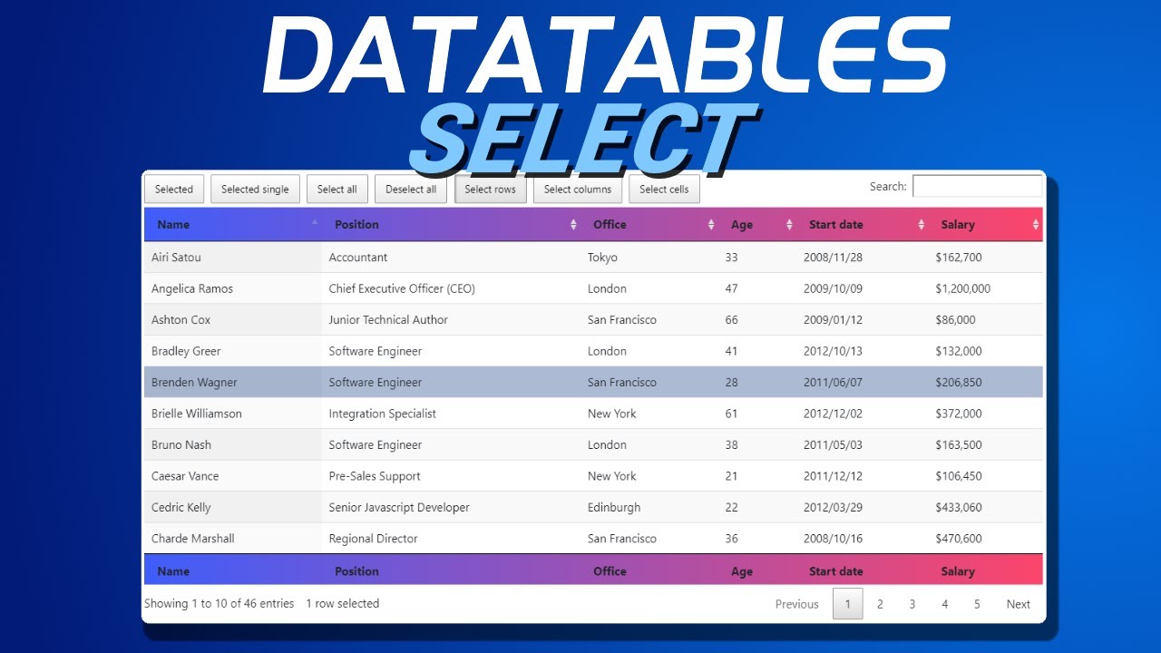 Datatables Cómo Usar La Extensión Select Youtube