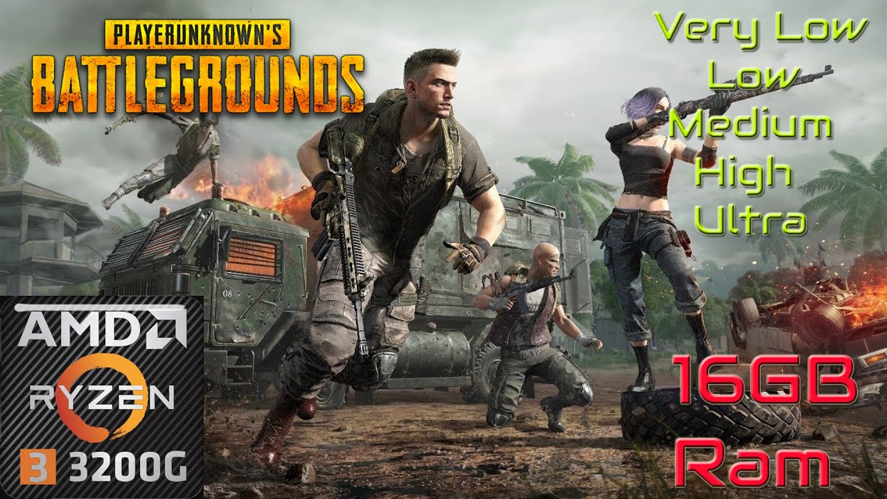 PUBG PC on Ryzen 3 3200g - 16GB Ram(8x2) | All Graphics Settings - YouTube
