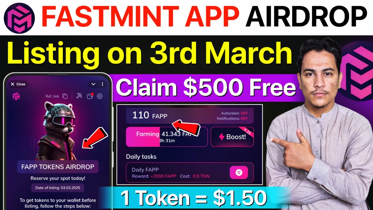 Fastmint Airdrop Full Details | Claim $500 Free | Fastmint App Listing ...