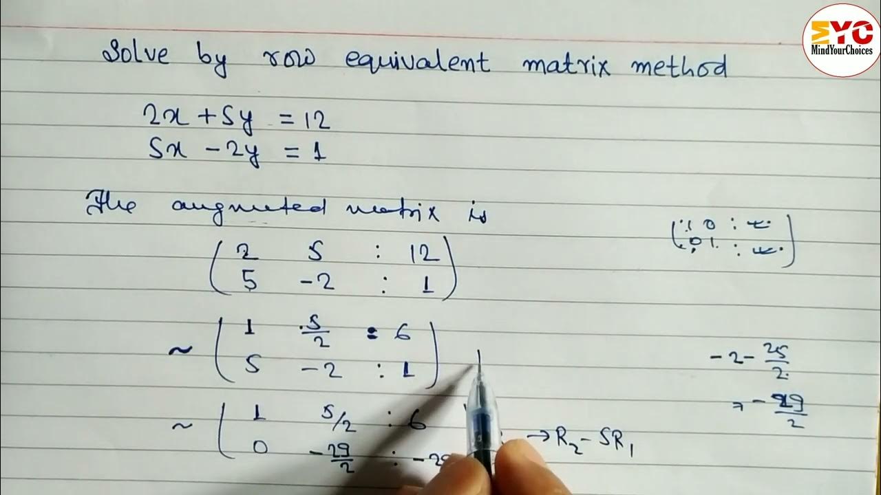 Solve by Row Equivalent Matrix Method | Business Mathematics Class 12 - YouTube