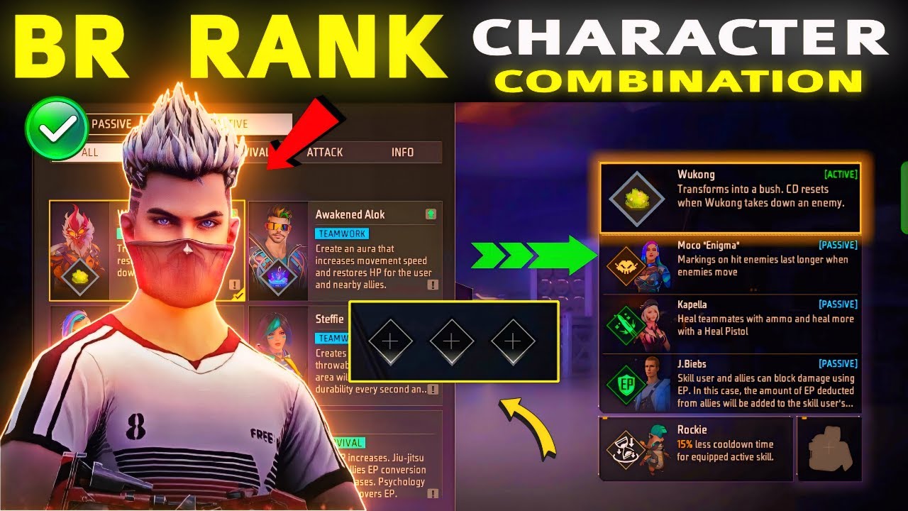 BR rank best character combination 2024 | Best character combination in Free Fire | Best ...