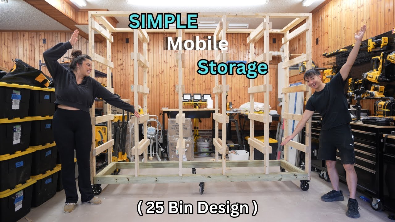 DIY Beginner Friendly | 50 Tote Bin Movable Storage Rack! - YouTube