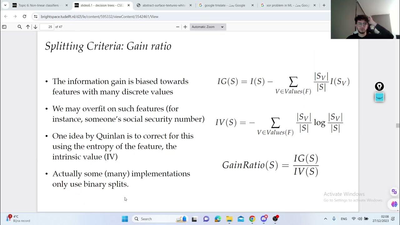 Decision Trees ( overfitting in information gain - intrinsic values IV ...