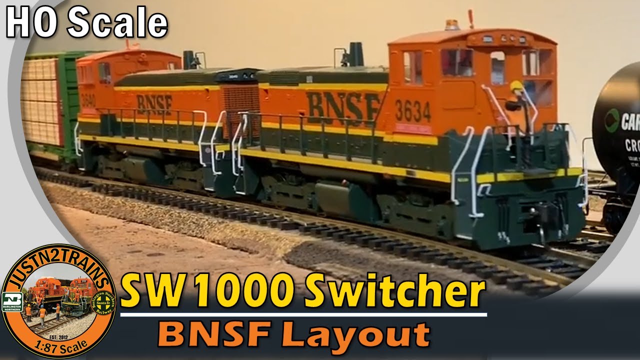 HO Scale Shelf Layout: Athearn BNSF SW1000 lumber train - YouTube