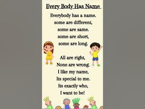 Everybody Has A Name | English Poem for Kids | Poem in English for Kids ...