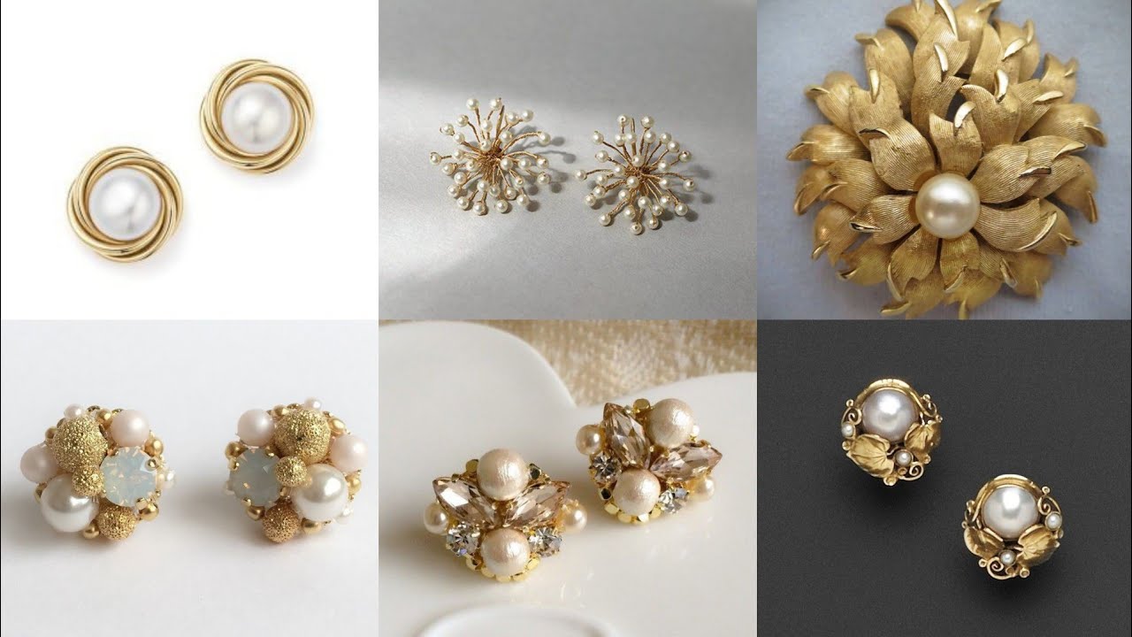 So beautiful gold with pulse stone earrings ideas - YouTube