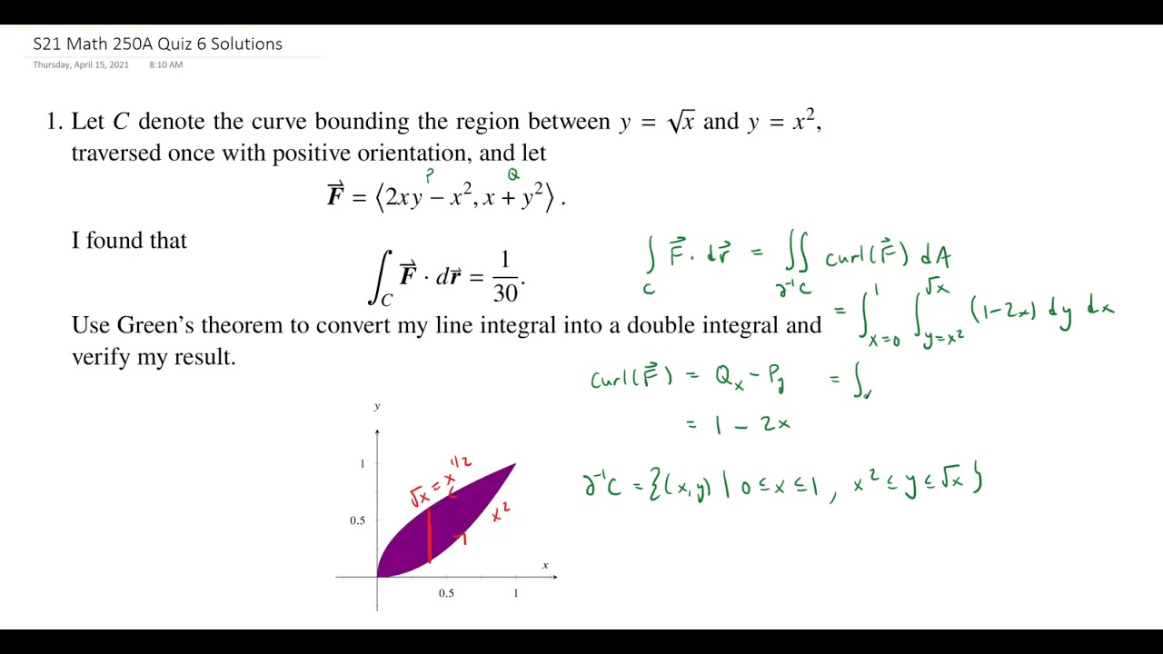 Using Green's Theorem to Convert a Line Integral into a Double Integral ...