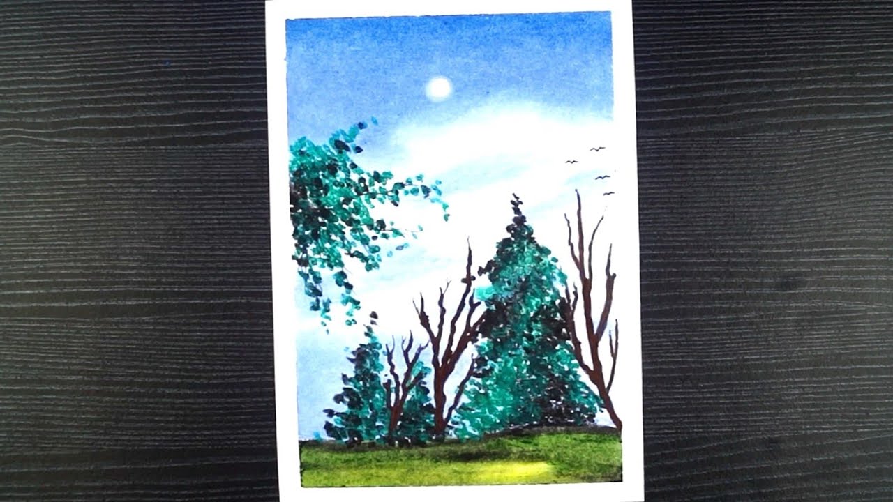 Beautiful Scenery Drawing || Easy Morning Scenery Drawing || Oil Pastel ...