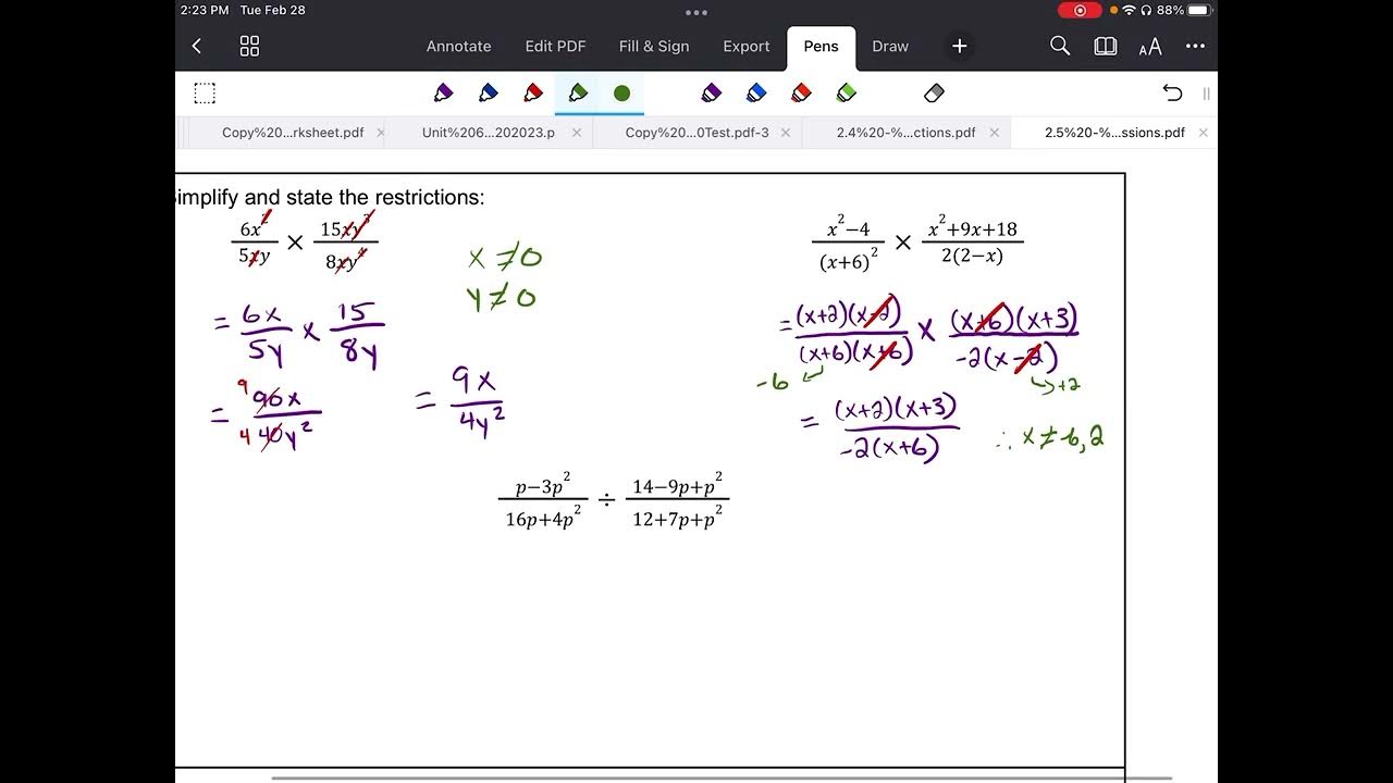 MCR3U - Unit 2, Lesson 5 - Multiplying and Dividing Rational Functions - YouTube