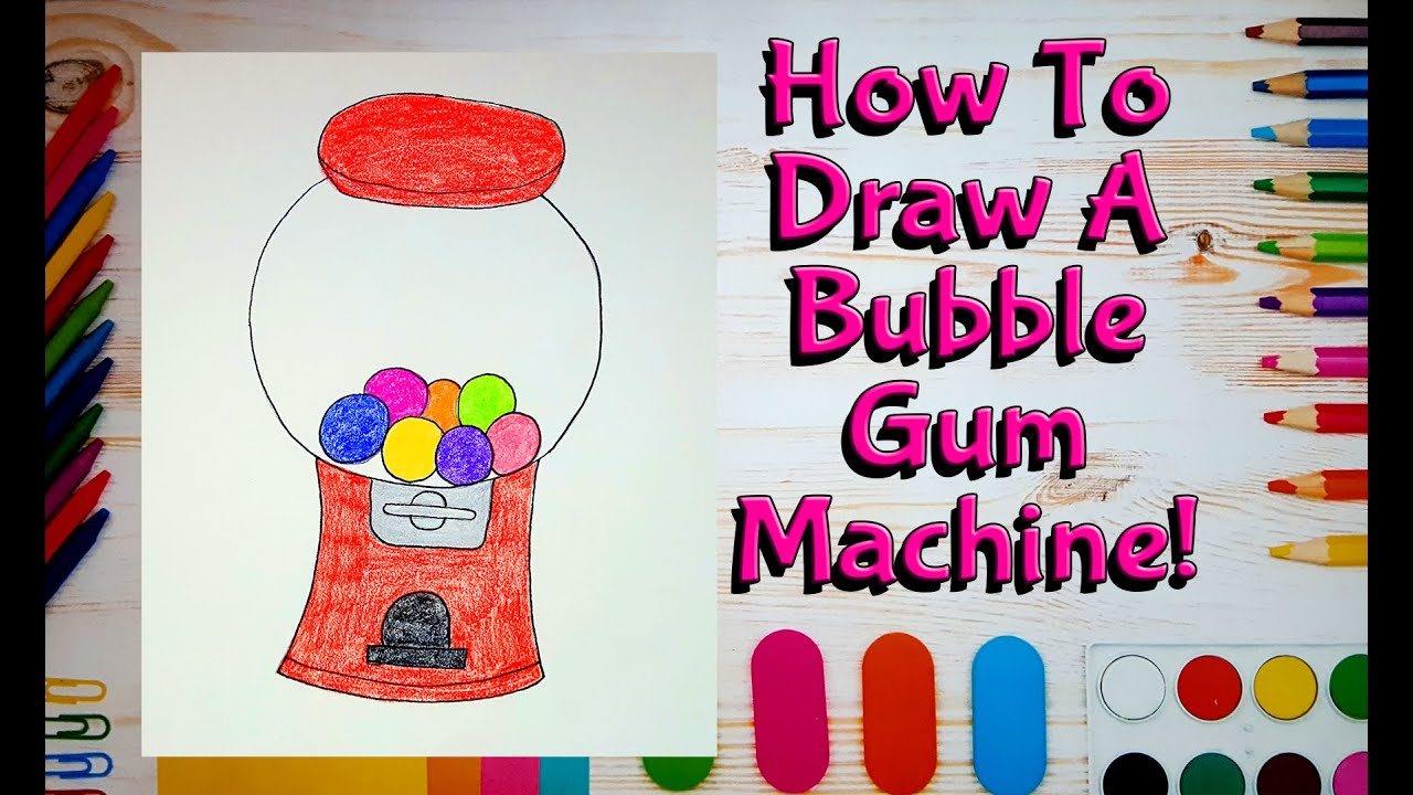 😋How To Draw A Bubble Gum Machine! (Art For Kids!) - Easy Step By Step Beginner Art/Drawing ...