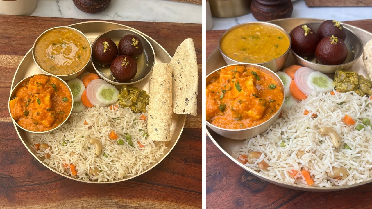 Restaurant Style North Indian Thali Recipe | Veg Thali Recipe | Dal ...