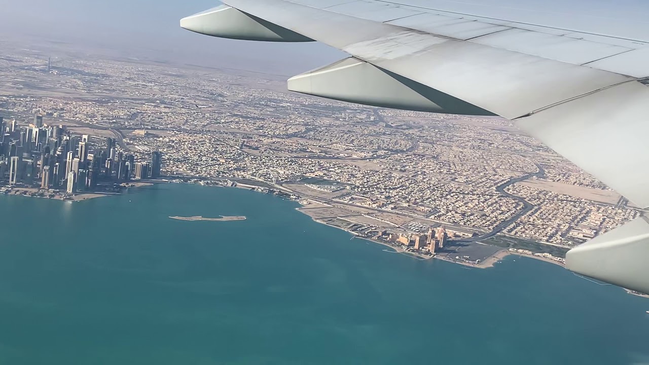 Doha aerial view from airplane - YouTube