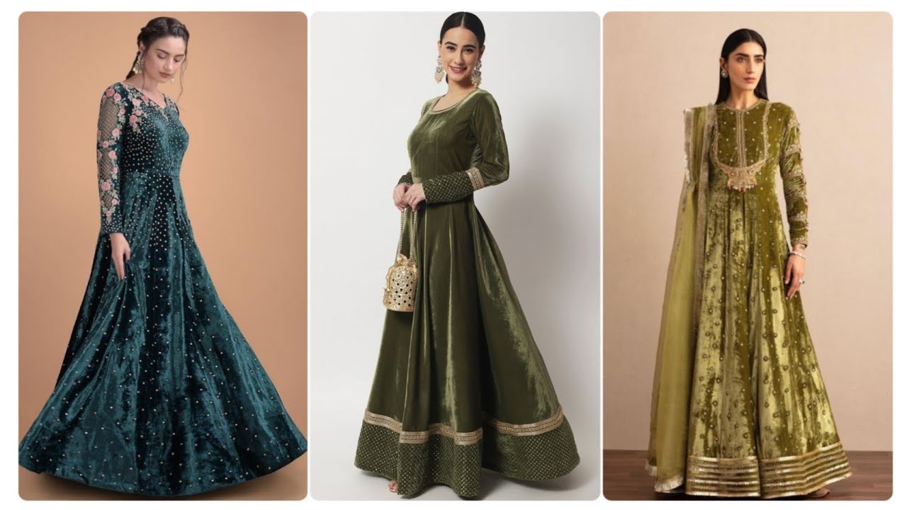 Pakistani Style Velvet Frocks Wedding Wear Designs - YouTube