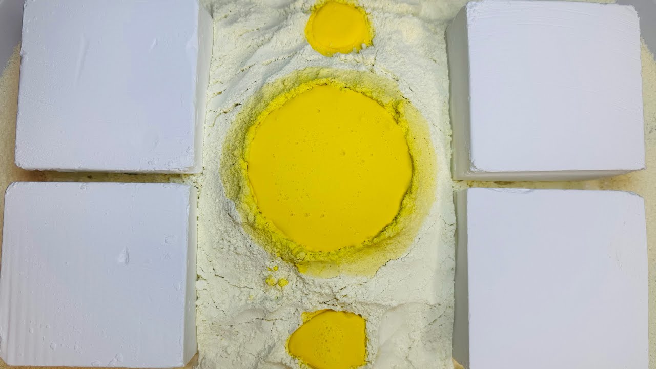 ASMR || Fresh chalk & yellow corn starch || Oddly satisfying - YouTube