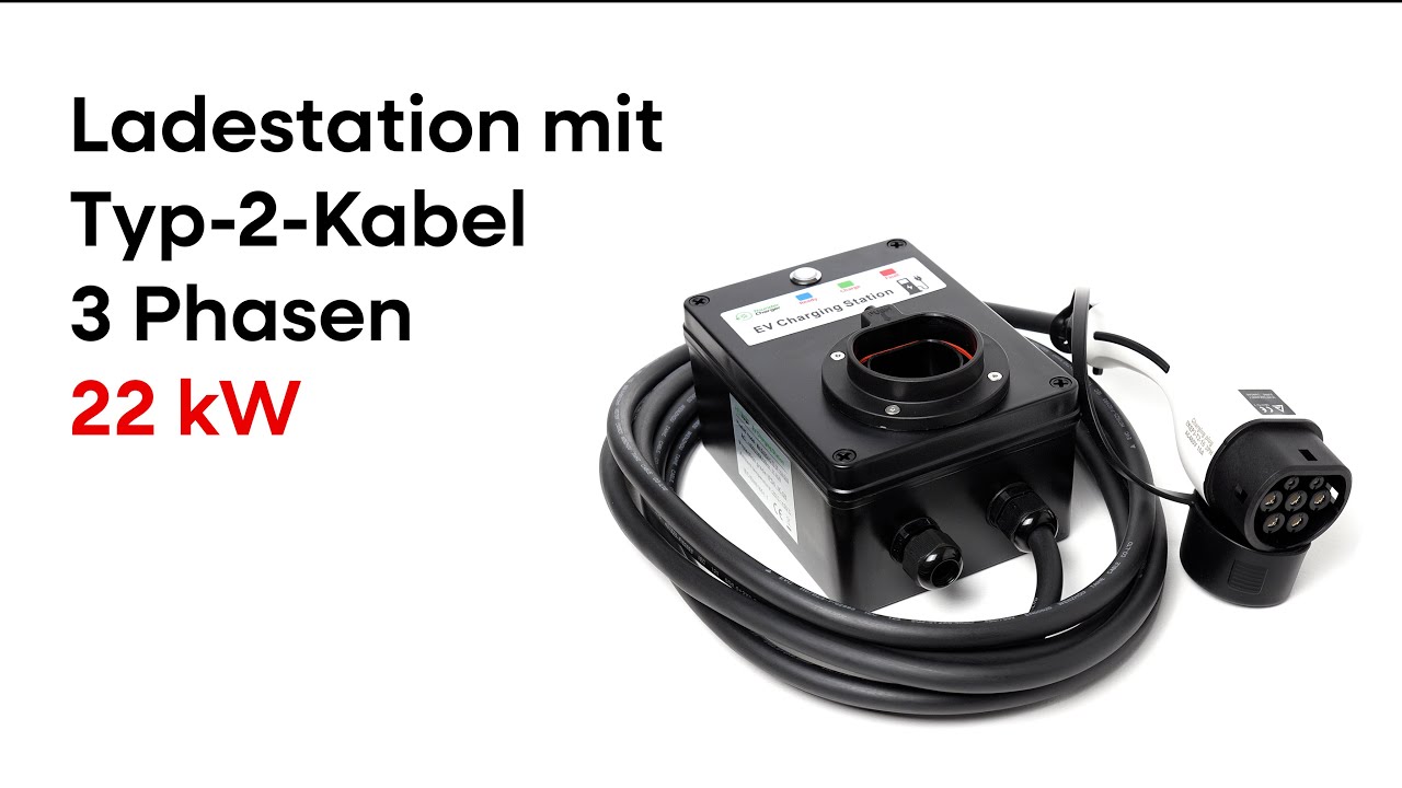 Ladestation, 22 kW mit Kabel Typ 2 - YouTube
