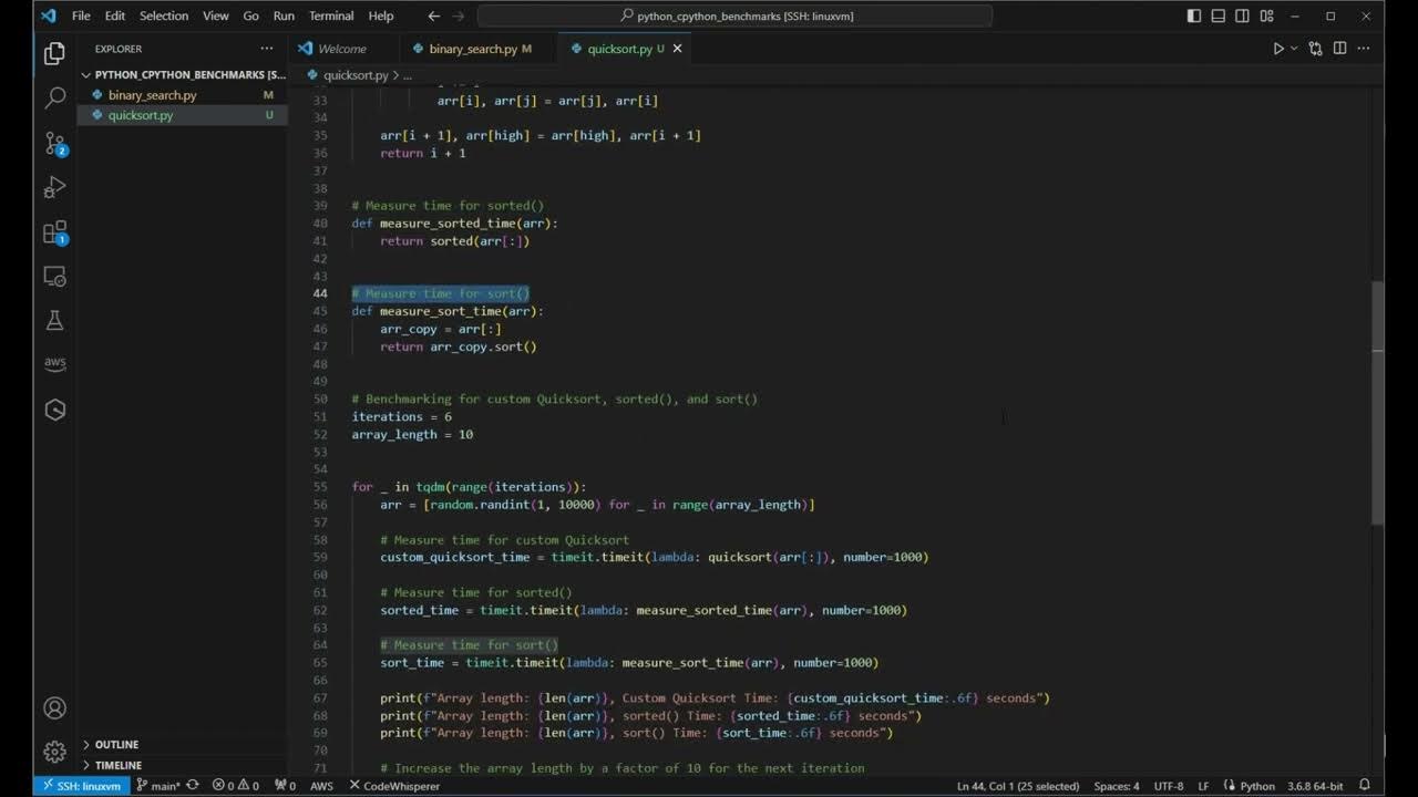 Python - quicksort benchmark - YouTube