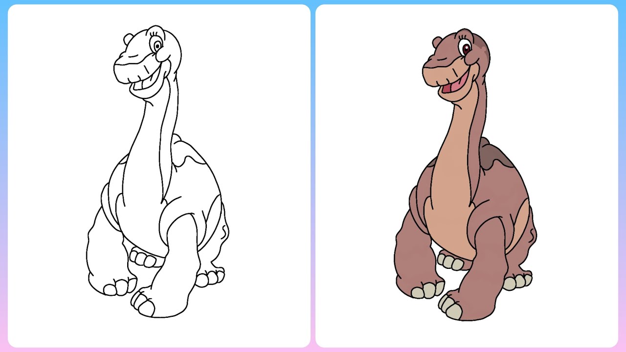 How to draw Little Foot | Easy step-by-step drawing | Little Champs Art ...