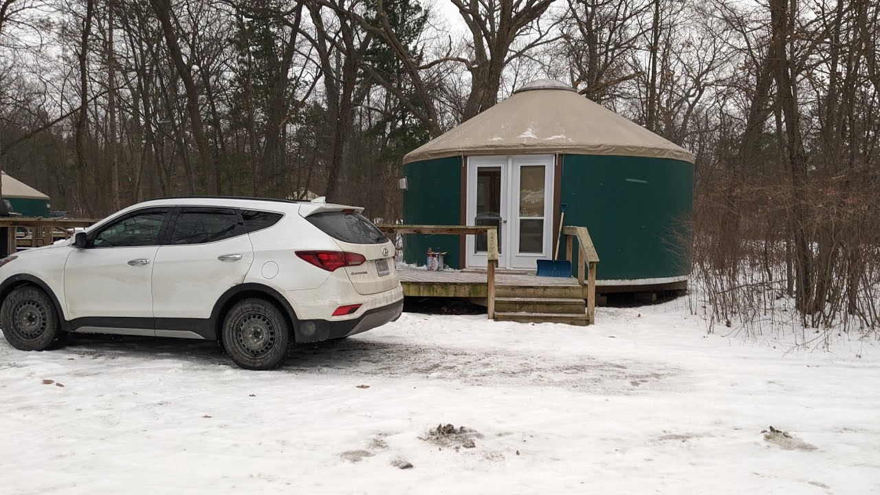 Winter Yurt Camping At Pinery Provincial Park - YouTube