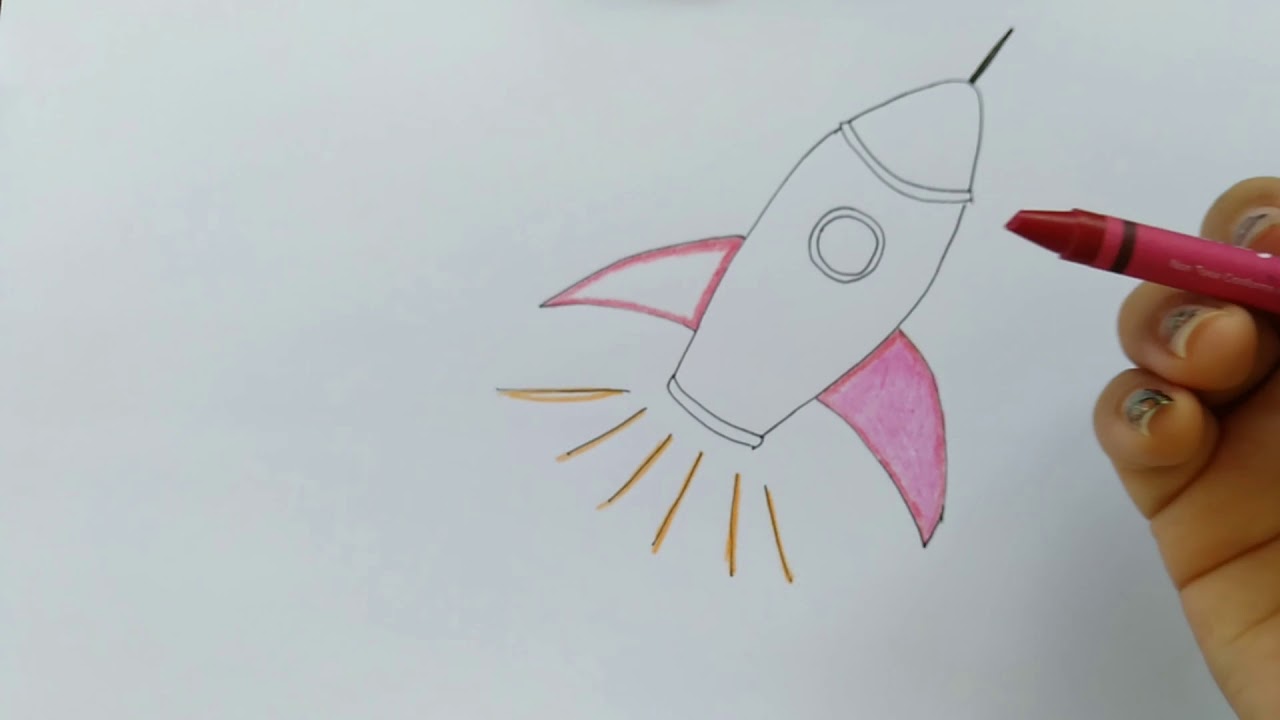 How to Draw and Color a Rocket Ship | Easy DRAWING for kids - YouTube