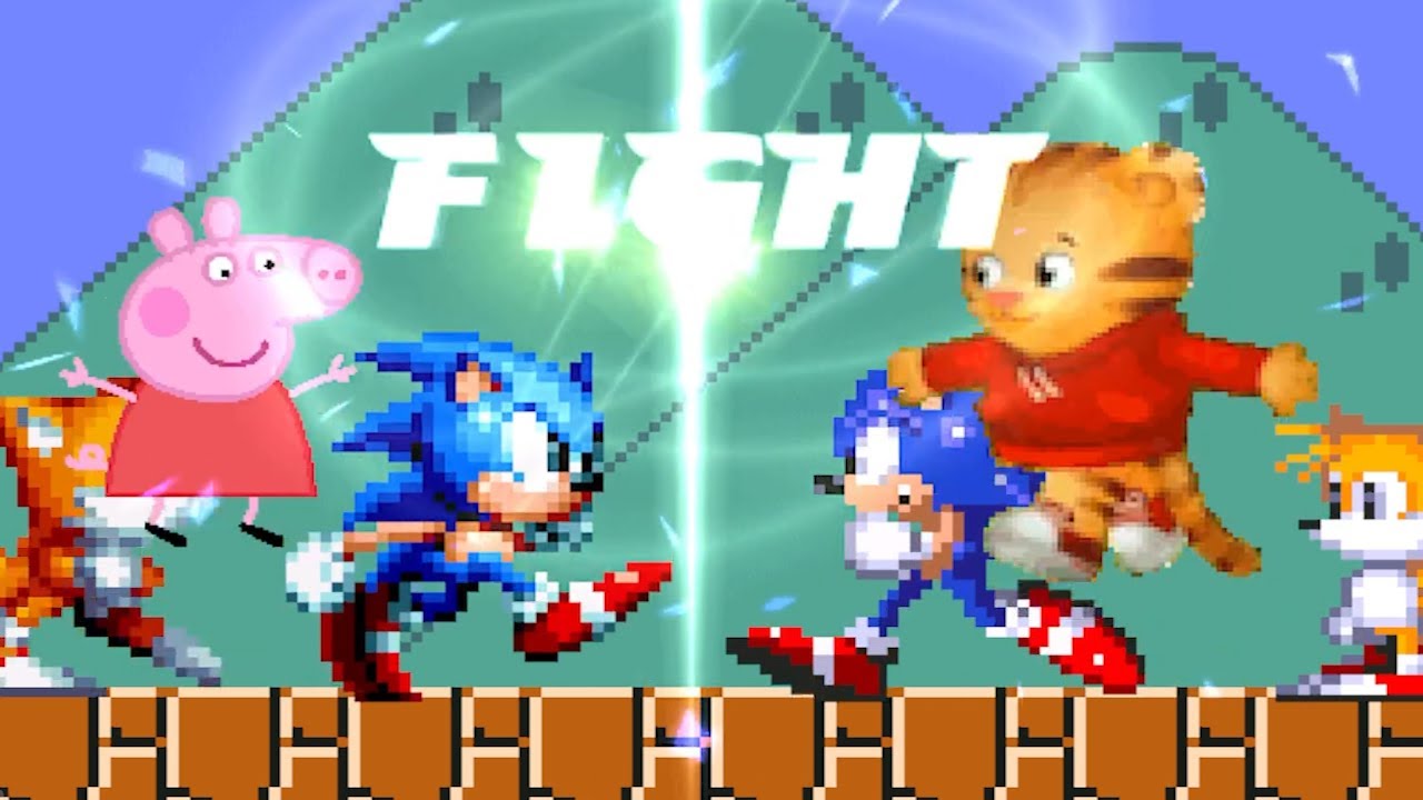 TEAM SONIC MANIA & PEPPA PIG FIGHTS TEAM SONIC TFTA & DANIEL TIGER ...