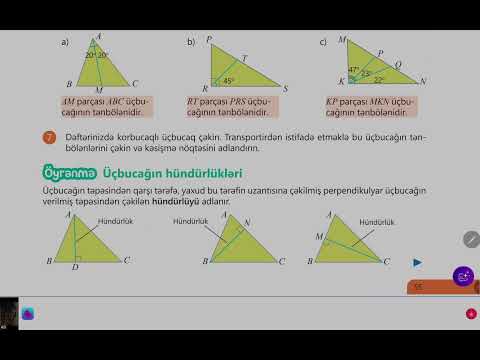 6-cı sinif riyaziyyat. Üçbucağın medianı, tənböləni, hündürlüyü