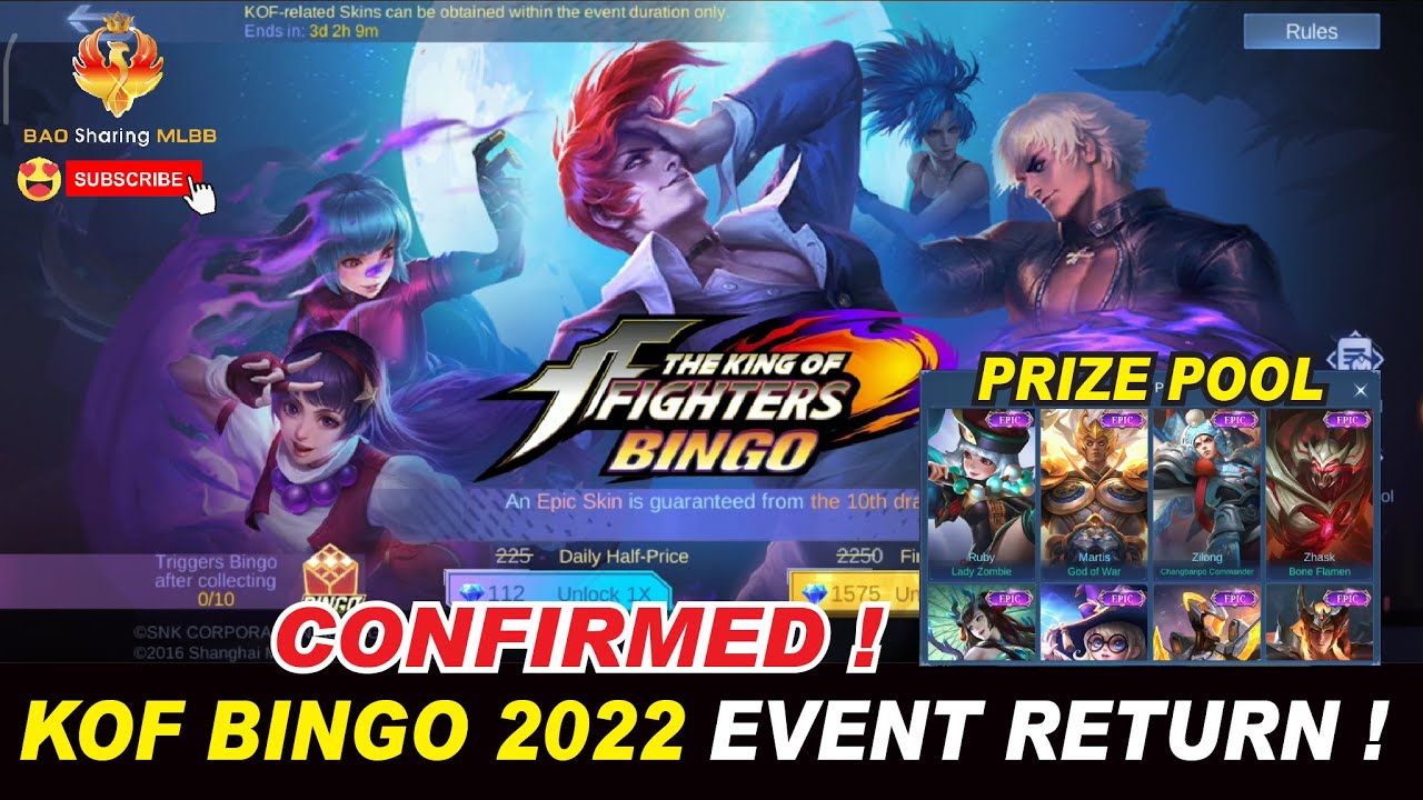 MLBB x KOF Bingo Event Return 2022 | 6 KOF Skins in Prize Pool ...
