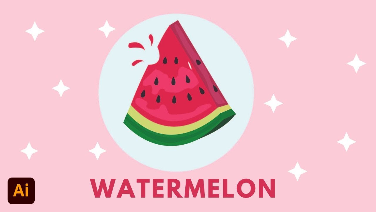 How to draw Water melon in Adobe illustrator - YouTube