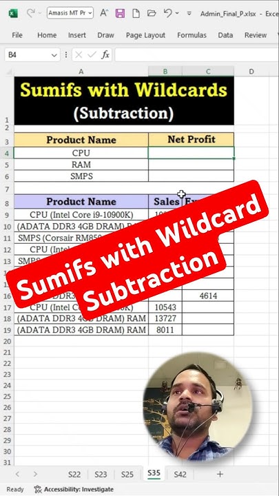 Sumifs with Wildcard Subtraction | Sumifs Formula in Excel | Sumifs Formula | Wildcard | # ...