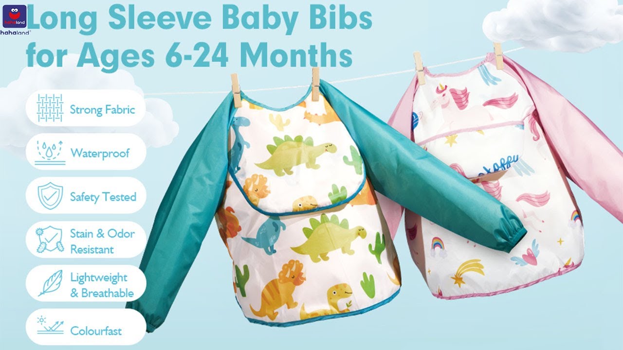 Long Sleeve Waterproof Baby Bibs | Feeding Bibs | Baby Essentials 6-24 ...