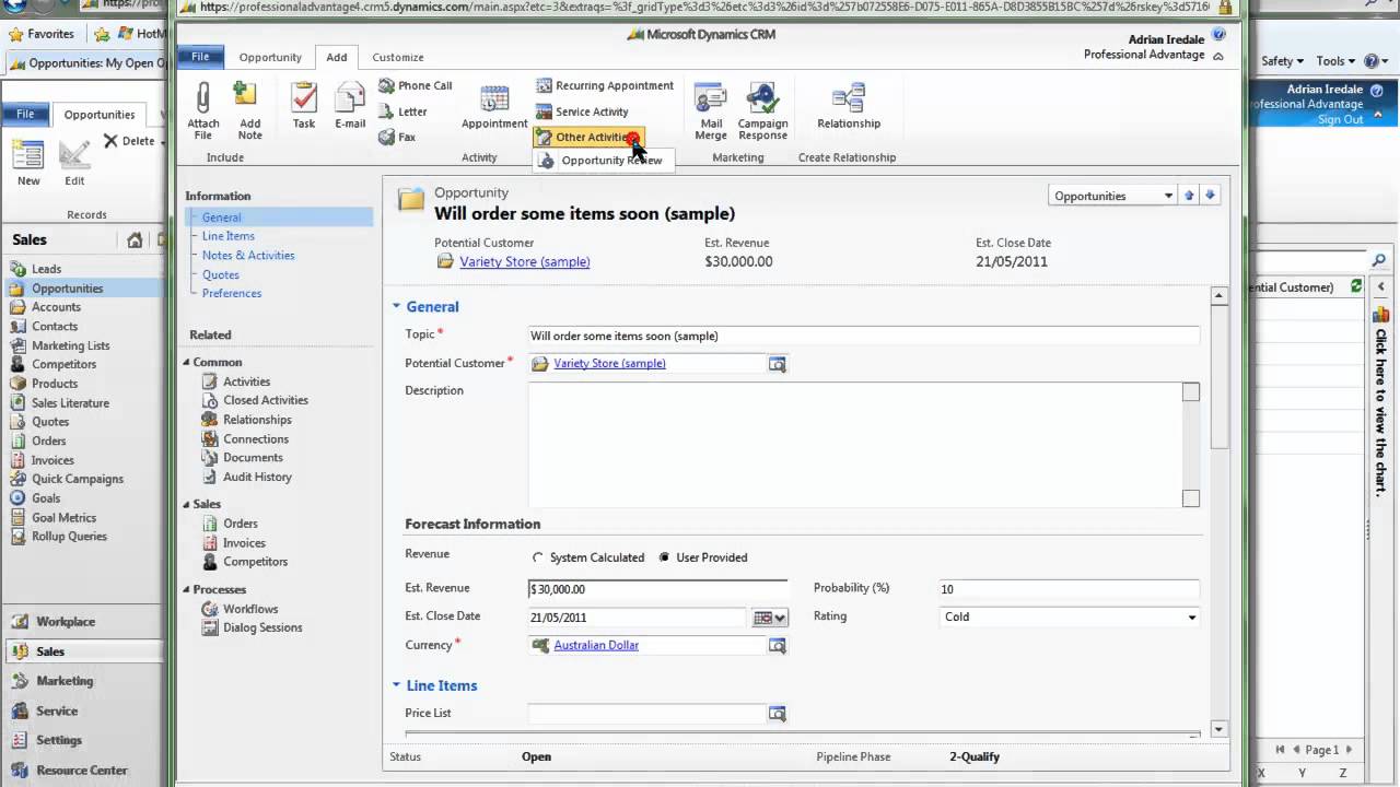 "Microsoft CRM 2011 -- Create Custom Activity Types". 3.0 mins - YouTube