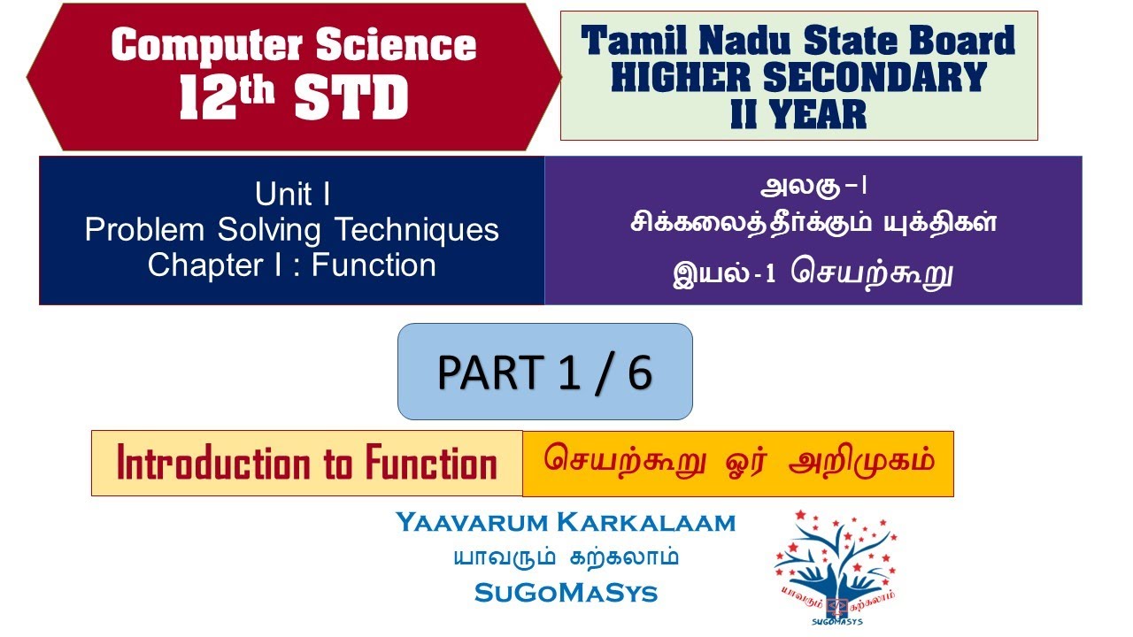 12th Standard - Tamilnadu State Board - Computer Science - Unit I ...