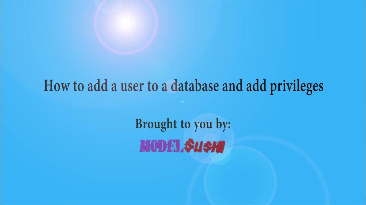 How to add a user to a database and add privileges with MODELSUSHI - YouTube