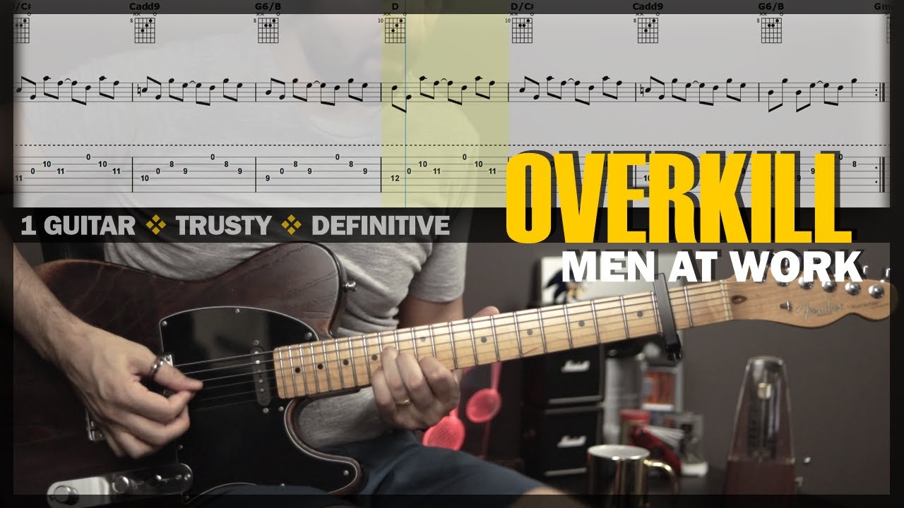 Overkill | Guitar Cover Tab | Guitar Solo Lesson | Backing Track with ...