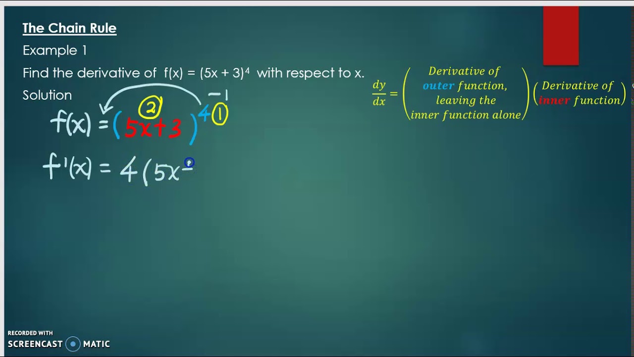 5th video: MAT183 - Chain Rule - Example 1 - YouTube