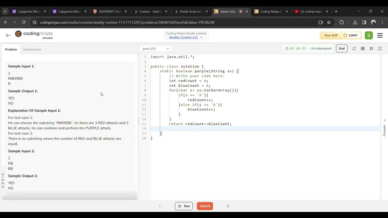 Saturo Gojo Coding Ninjas weekly contest 111 - YouTube