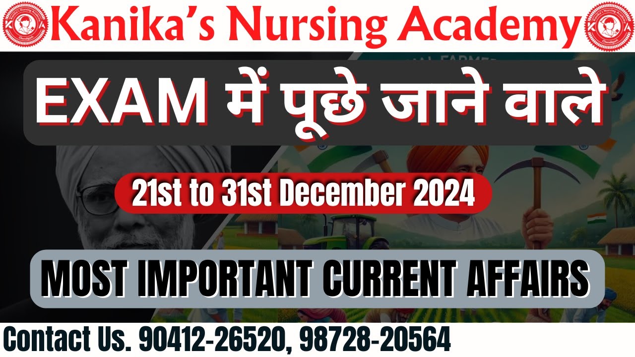 Most Important Current Affairs 2024 | Kanika's Nursing Academy - YouTube