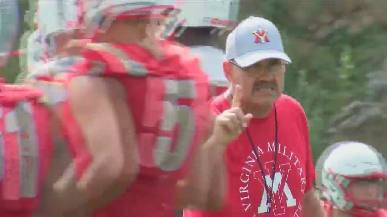 VMI opens up fall football practice - YouTube