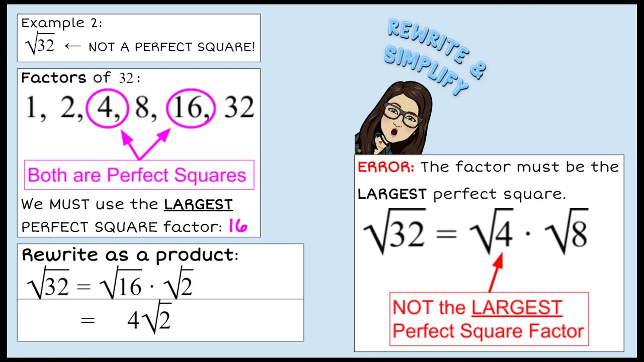 Simplifying Radicals Square Roots YouTube