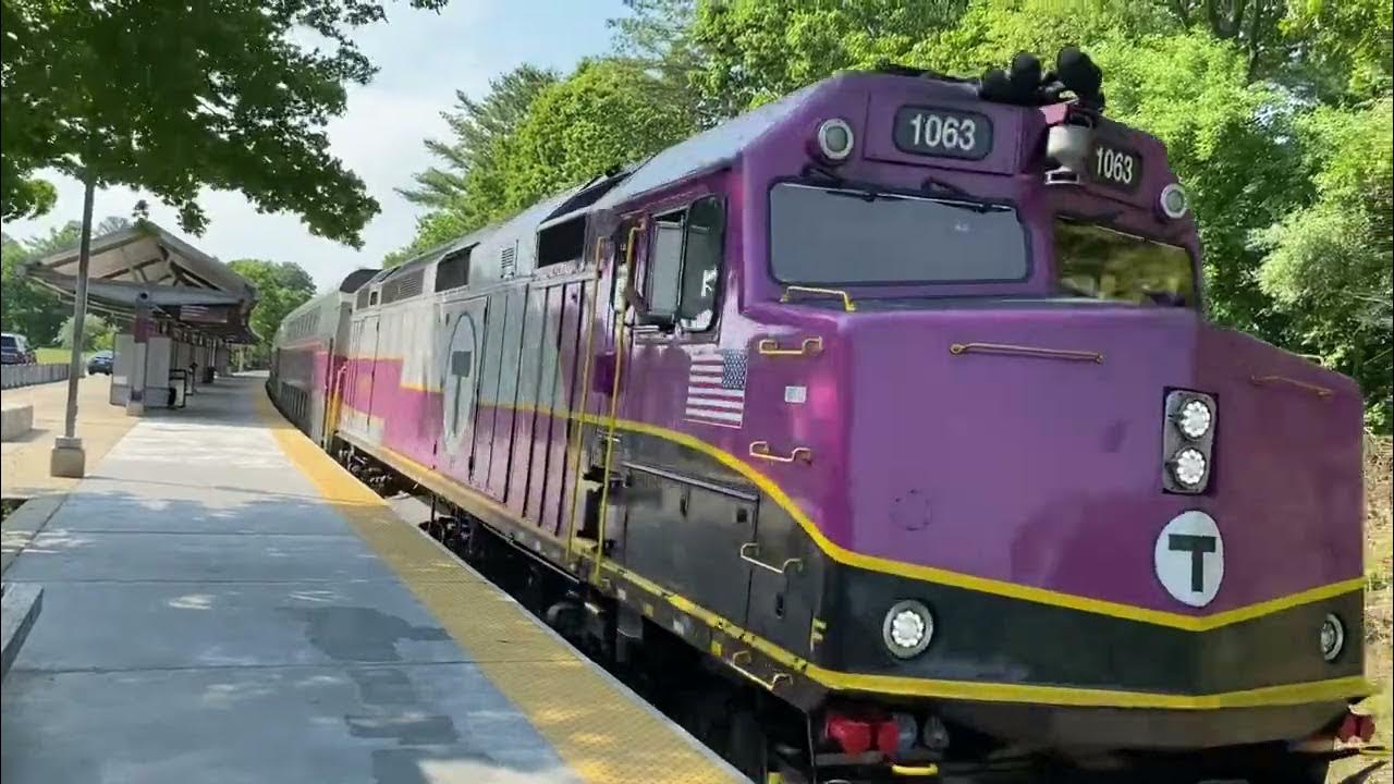 MBTA F40PH-3C 1063 at Middleboro with horn salute - YouTube