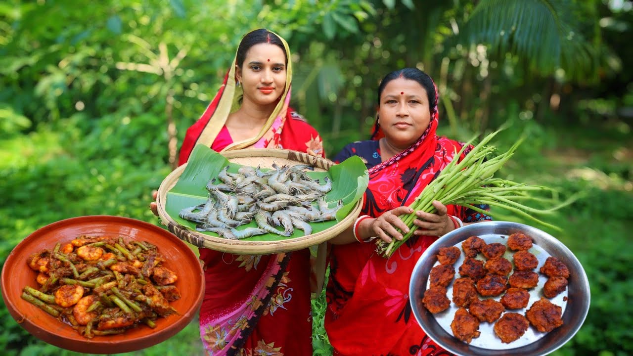 কচুর লতি দিয়ে চিংড়ি মাছ | How to cook kachur loti with chingri ...