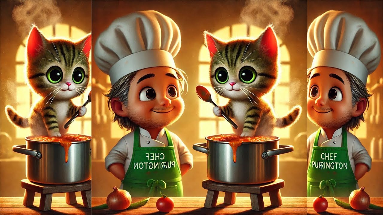 Chef Kitten.The kitten eagerly learned how to cook - YouTube