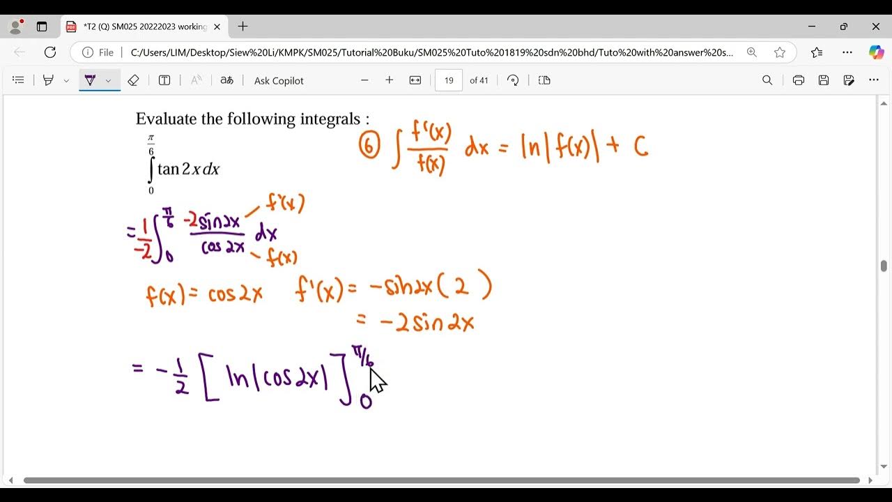 T2 Q7f Definite Integral SM025 - YouTube