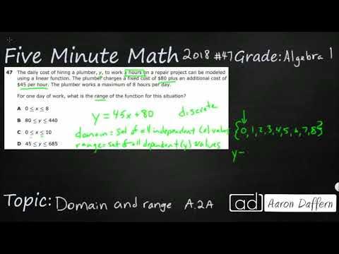 Algebra 1 STAAR Practice Domain and Range (A.2A - #6) - YouTube