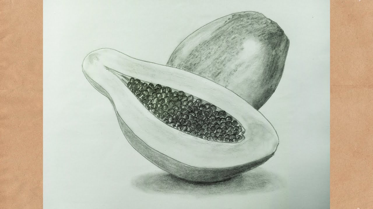 How to draw Papaya easy and simple way / Drawing for kids - YouTube