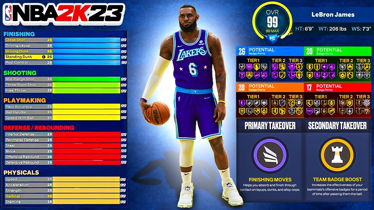 NBA 2K23 6'9 LEBRON JAMES ALL-AROUND SLASHER BUILD! 99 DRIVING DUNK ...