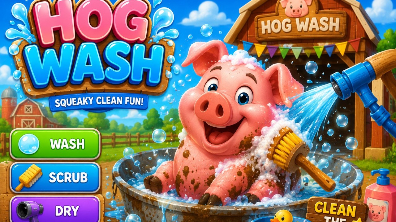 Miko PLAYS HOG WASH ~ Farmers chase Hogs around the farm ~ Hogs run and ...