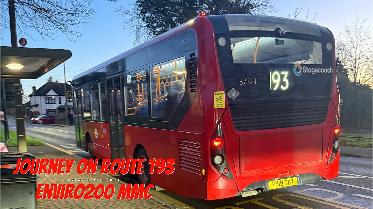 Journey on route 193 - Enviro200 MMC, 37523 (YY18 TKT) - YouTube