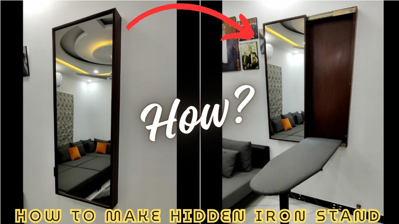 How to make a modern hidden iron stand with mirror | full making ...
