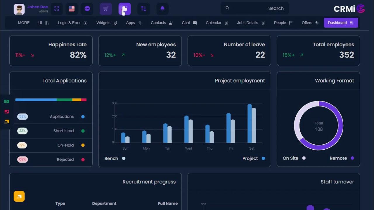HRM Dashboard Bootstrap 5 Admin Template with Dark RTL Theme - YouTube