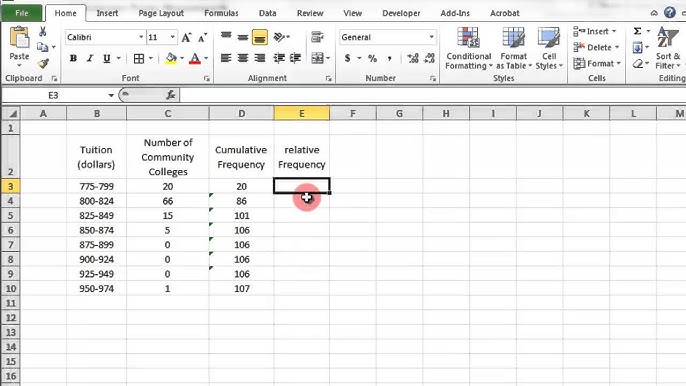 Relative Frequency Histogram On Excel
